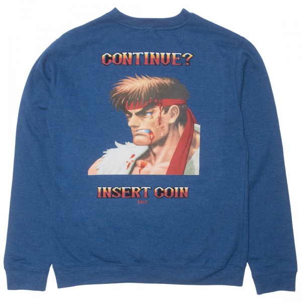 BAIT x Street Fighter Ryu Men Continue Crewneck Sweater blue